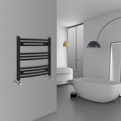WarmeHaus Curved Black Bathroom Ladder Radiator 600x600mm