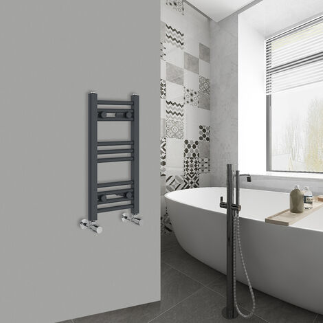 WarmeHaus Straight Anthracite Bathroom Ladder Radiator 600x300mm