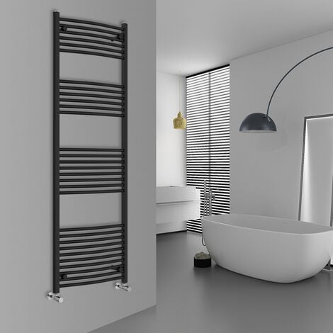 WarmeHaus Curved Black Bathroom Ladder Radiator 1800x600mm