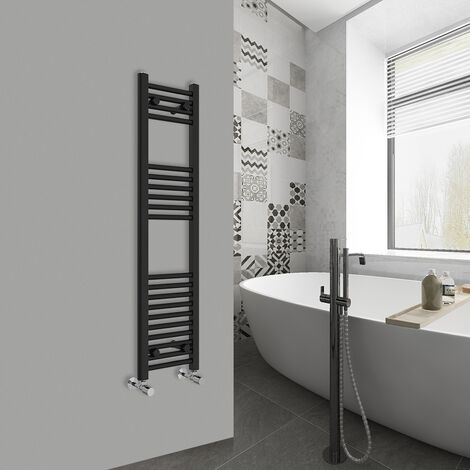 WarmeHaus Straight Black Bathroom Ladder Radiator 1200x300mm