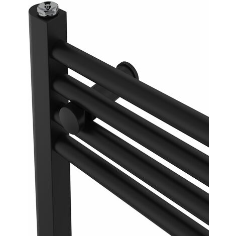 WarmeHaus Straight Black Bathroom Ladder Radiator 1200x600mm