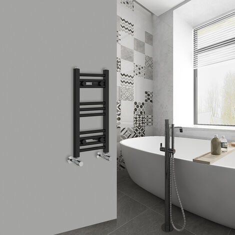 WarmeHaus Straight Black Bathroom Ladder Radiator 600x300mm