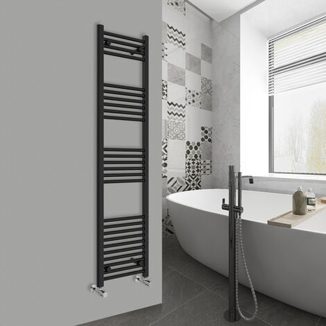 WarmeHaus Straight Black Bathroom Ladder Radiator 1600x400mm