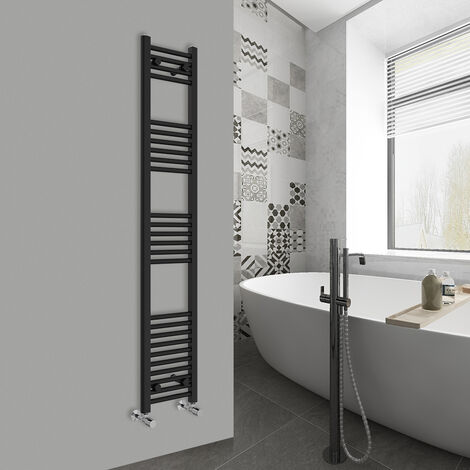 WarmeHaus Straight Black Bathroom Ladder Radiator 1600x300mm