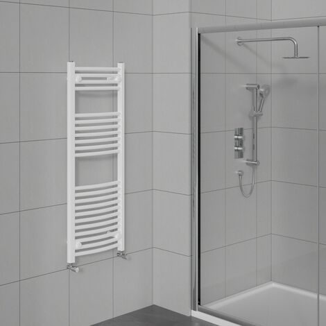 Curved Heated Towel Warmer Bathroom Radiator White 1200x500mm