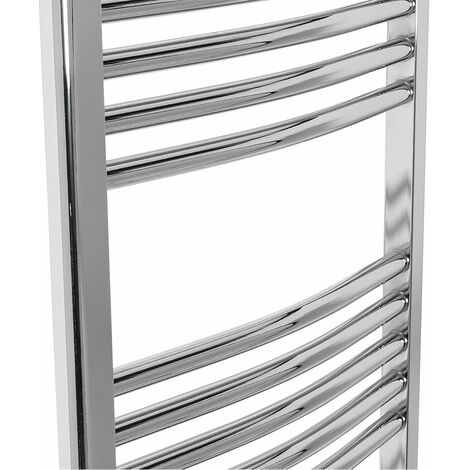Curved Heated Towel Warmer Bathroom Radiator Chrome 1200x500mm