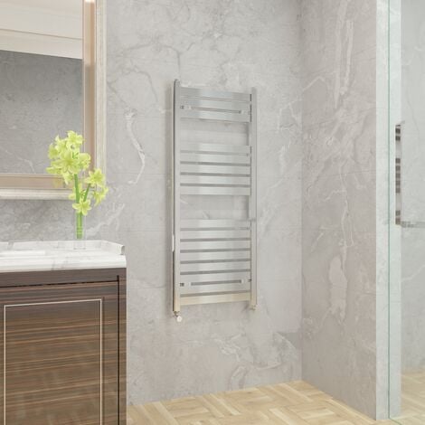 Square Flat Panel Chrome Towel Radiator Bathroom 1200x500mm