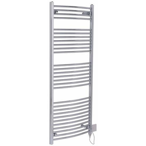 Prefilled Electric Curved Heated Towel Radiator Chrome 1500x600mm