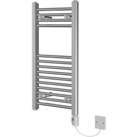 Straight Electric Heated Towel Rail Thermostatic Chrome 700x400mm