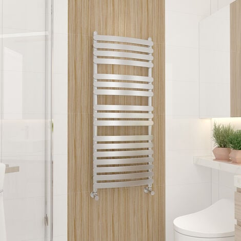 Bathroom Curved Heated Towel Rail Radiator Chrome 1200x500mm