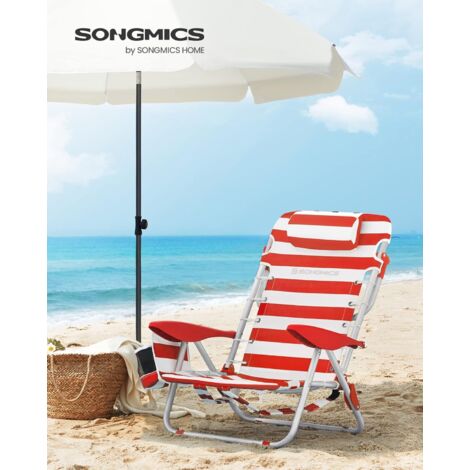 SONGMICS Silla de Playa, Silla de Camping, Silla de Exterior Portátil, con Correa de Hombro ...