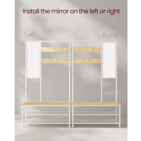 VASAGLE Appendiabiti con Scarpiera, Mobile Ingresso con Ganci, Specchio ...