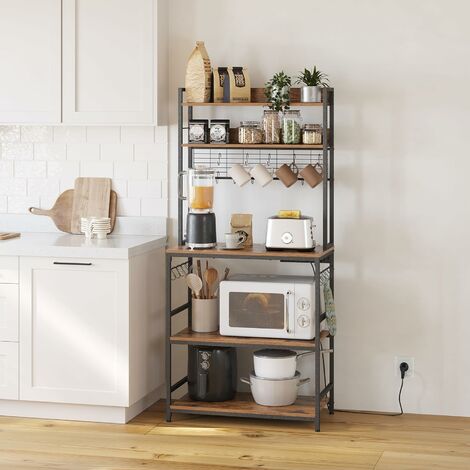 VASAGLE Scaffale Cucina con Multipresa, Scaffale per Microonde, Mobile ...