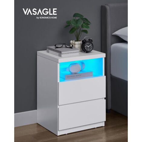 VASAGLE Set di 2 Comodini con LED Regolabile, Tavolini con Cassetti ...