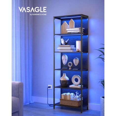 VASAGLE Scaffale a 6 Ripiani con Luce LED, Libreria con Luci ...