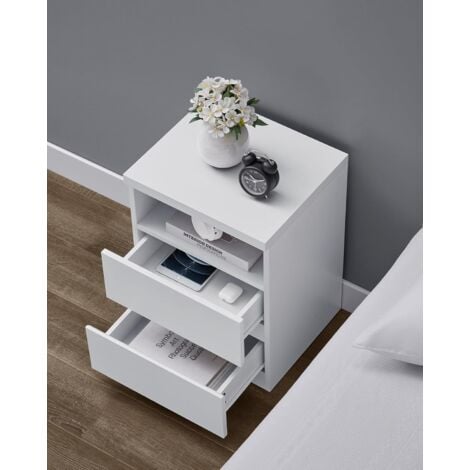 VASAGLE Comodino con LED Regolabile, Tavolino con Cassetti, Cassettiera ...