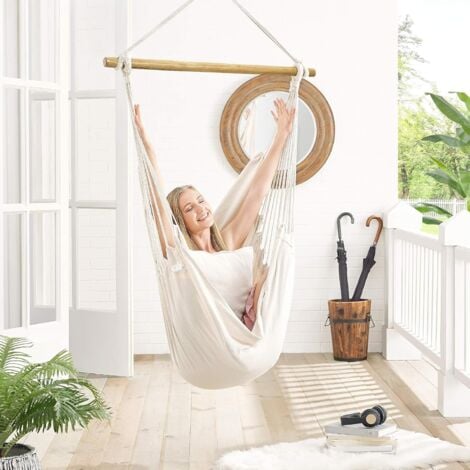 SONGMICS Poltrona Sospesa, Sedia Amaca Larga con 2 Cuscini, Sedia ad ...