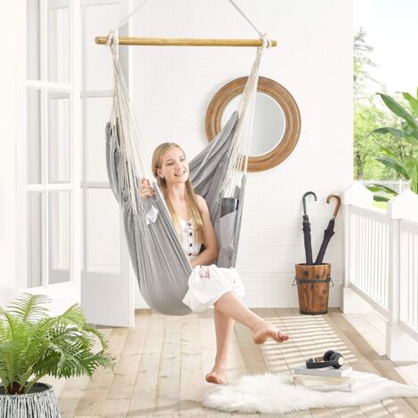 SONGMICS Poltrona Sospesa, Sedia Amaca Larga con 2 Cuscini, Sedia ad ...