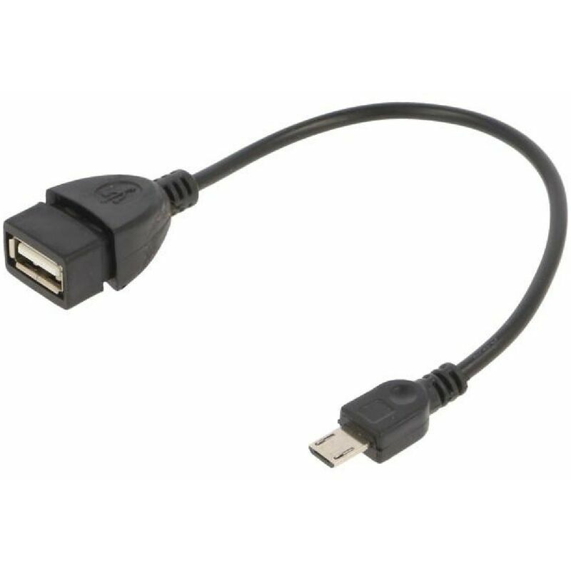 Cable USB 2.0 USB A femelle vers prise USB B micro male 0.15m - Noir
