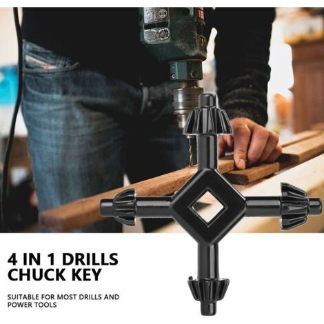 Clé mandrin, 4 en 1 Clé de mandrin de forets, Clé en croix-de mandrin ...