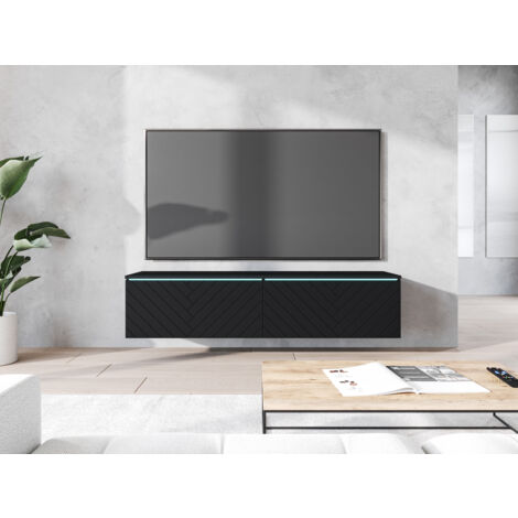 Mueble de TV Lowboard D 140 cm, mueble de televisión con iluminación ...