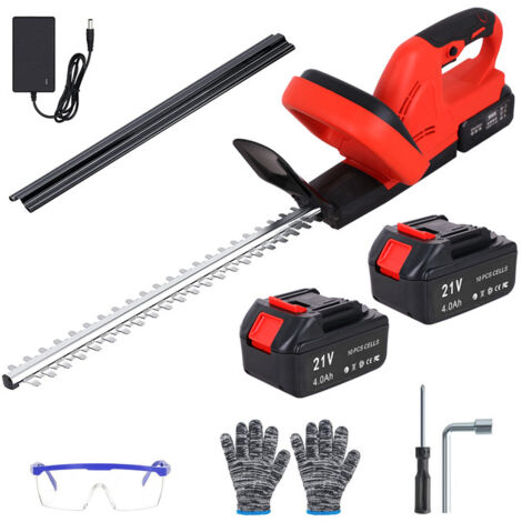 Taille-haies sans fil - avec 2 batteries 21V- 2 Poignées et Garde ...