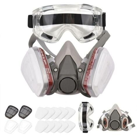 Reusable Respirator Gas Mask Half Facepiece Shield 6200 Face Cover with Filters for Dust Fumes Asbestos Chemicals and Other Airborne Particles