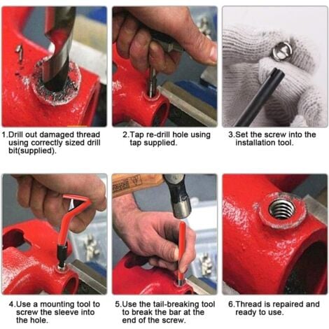 30Pcs Kit Reparation Filetage M6 INOX Foret Hélicoïdal Clé Hexagonale ...