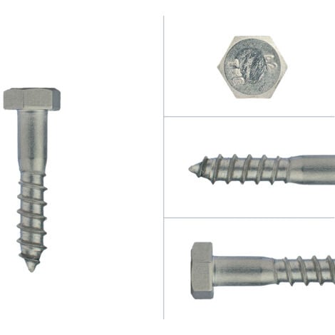 Tirefond inox M10 x 40 mm - Par 100 pièces