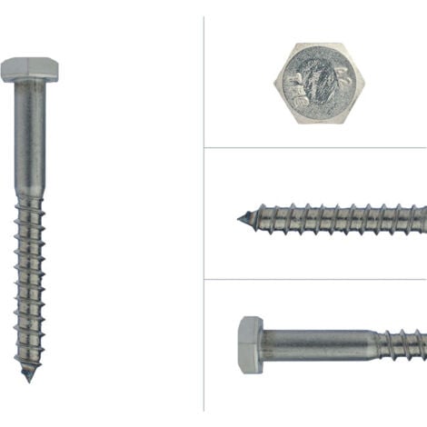 Tirefond inox M10 x 90 mm - Par 50 pièces