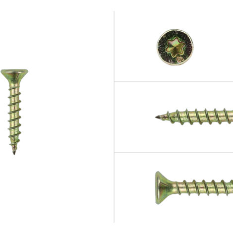 Vis pour panneaux agglomérés galvanisées jaunes 4 x 25 mm Torx 20