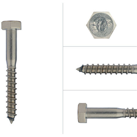 Tirefond inox M10 x 80 mm - Par 100 pièces