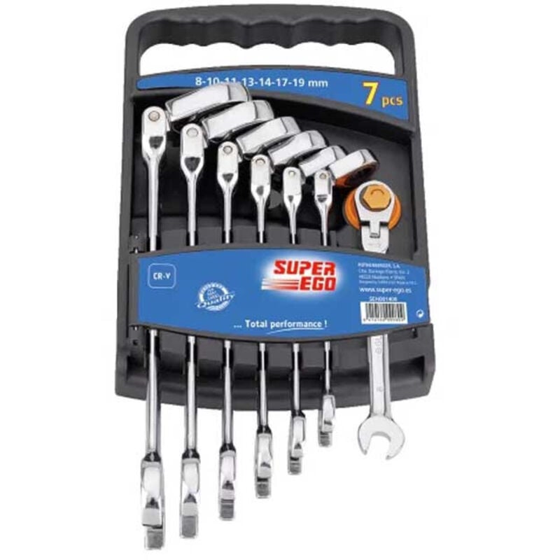 Juego de llaves combinadas con carraca articulada - SUPER-EGO