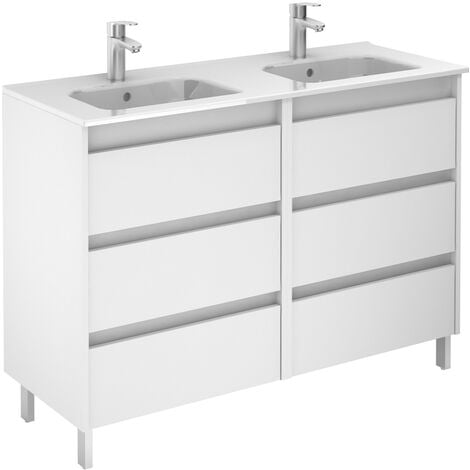 Conjunto mueble de baño de 6 cajones compacto SANSA - ROYO Color: Blanco brillo - Opciones ...