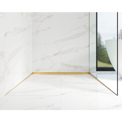 Profil incliné sinisto latéral pour douche de sol dorée satinée 3 x 120 cm