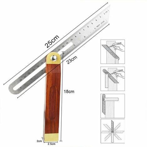 YMYNY Gehrungswinkel, verschiebbarer T-Winkel, Zimmermannswinkel, 318 ...