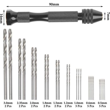 37-teiliges Handbohrer-Set, Mini-Präzisions-Aluminium-Handbohrer ...
