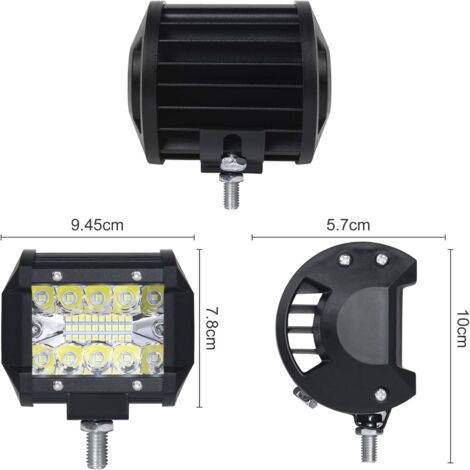 60 W LED-Arbeitsscheinwerfer, 2 Stück 4 Zoll 6000 K 5000 LM 9 V-30 V ...