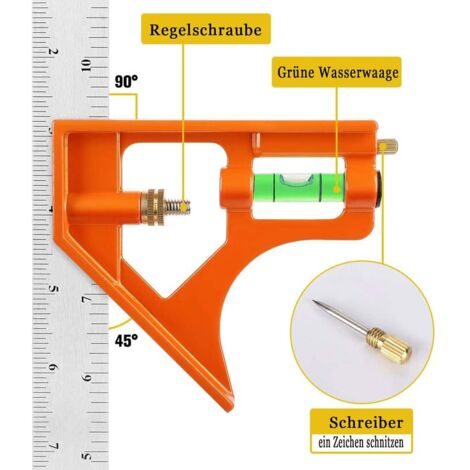 Kombinationswinkel – 300 mm multifunktionales verstellbares Lineal – 12 ...