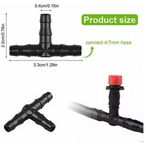 Ulisem300 pezzi connettori a T a 3 vie tre per gocciolatore con barbetta connettore per ...