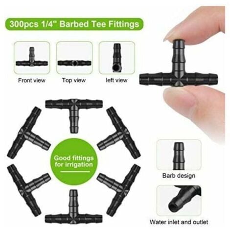 Ulisem300 pezzi connettori a T a 3 vie tre per gocciolatore con barbetta connettore per ...