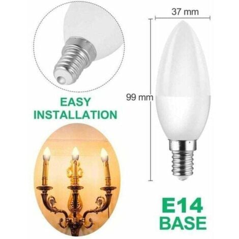 Piccole lampadine LED Edison a vite E14, equivalenti a una lampadina alogena da 40 W (C37), 400 ...