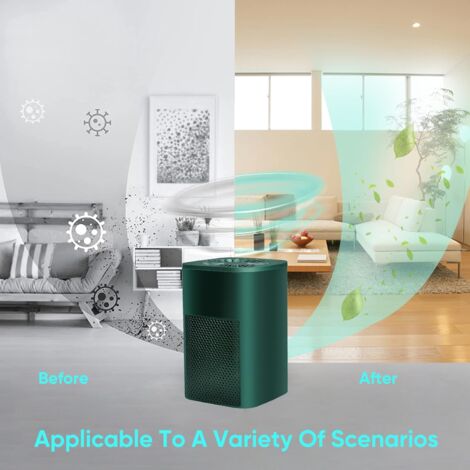 Ionic Air Purifier for Bedroom Air Cleaner with HEPA Filter Effectively Removes Dust Cigarette Smoke Pet Odors Pollen Ultra Quiet Green