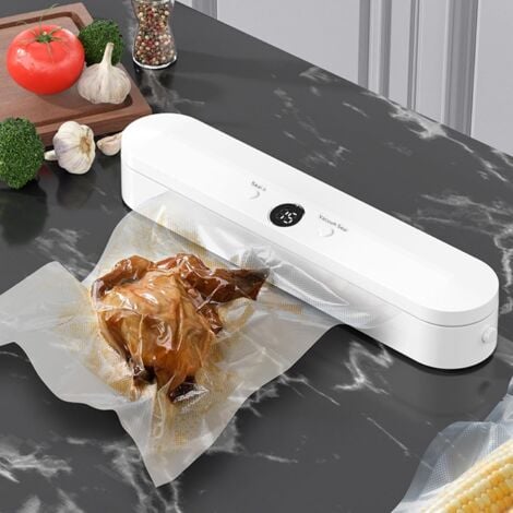 Vacuum Sealer Machine with Sealing Bag 60Kpa Compact Vacuum Sealer Machine for Food Bags Dry and Moist Food Preservation Mode Air Sealing Machine for Sealed Food Storage White