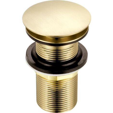 Replacement Basin Plug Dome Shape Push Lock Brushed Brass Round ...