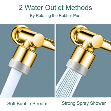 1080 Degree Swivel Faucet Aerator, 2-Function Universal Sprayer, Faucet ...