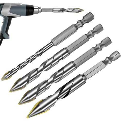 Concrete Drill Bit Set - 4 Piece Set with Pointed Drill Bits for Easy ...