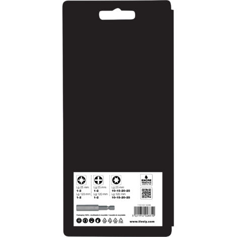 Tivoly • Box mit 17 Schraubbits L25 und L120 mm