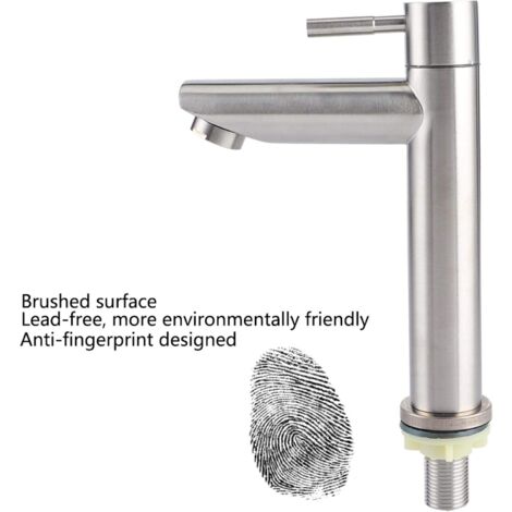 Grifo de fregadero de agua fría de acero inoxidable cepillado ...