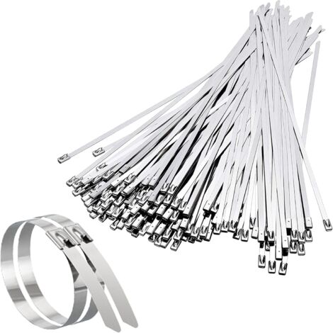 Bridas de acero inoxidable de 100 piezas, bridas de acero inoxidable de 200 mm × 4,6 mm, bridas ...